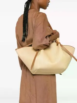 Yuzefi Large Mochi Woven Tote Bag With Leather Trim - Neutrals