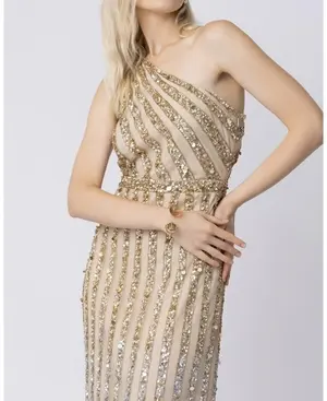 RAISHMA Oriana Sequin One-shoulder Gown