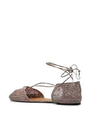 ODISSI Lima Woven Lace-up Flat Pumps - Grey
