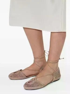 ODISSI Lima Woven Lace-up Flat Pumps - Grey
