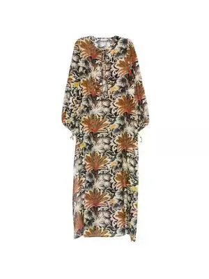 Anjuna Floral-print Cotton Beach Dress - Neutrals