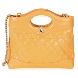 Chanel Shiny Crumpled Quilted Calfskin Mini 31 Shopping Bag - Orange