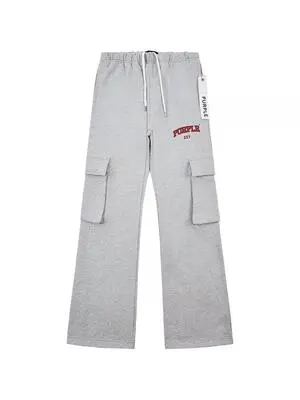 PURPLE BRAND Heather Jersey Crackle Cargo Trousers - Grey