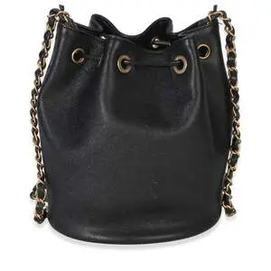 Chanel Caviar Studded Deauville Drawstring Bucket Bag