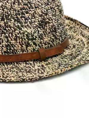 IBELIV Raffia Fedora With Leather Trim - Neutrals