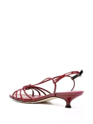 AeydĒ Knotted Patent-leather Kitten Heel Sandals - Red