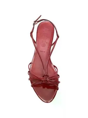 AeydĒ Knotted Patent-leather Kitten Heel Sandals - Red