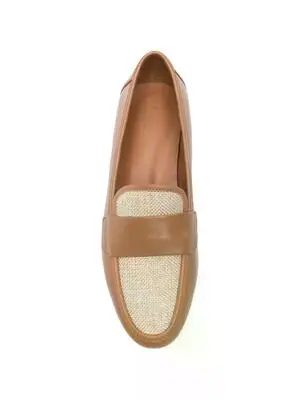 ADRIANNA FERETTI Leather Canvas-panelled Loafers