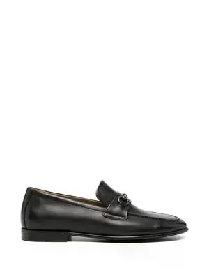 ADRIANNA FERETTI Horsebit Detail Leather Loafers - Black