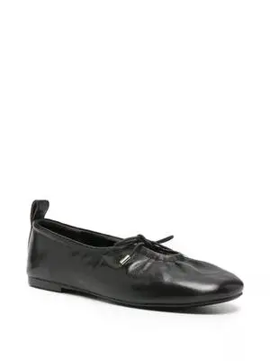 ADRIANNA FERETTI Bow-detail Leather Ballet Flats - Black