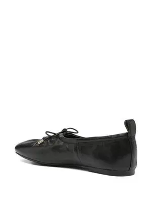 ADRIANNA FERETTI Bow-detail Leather Ballet Flats - Black