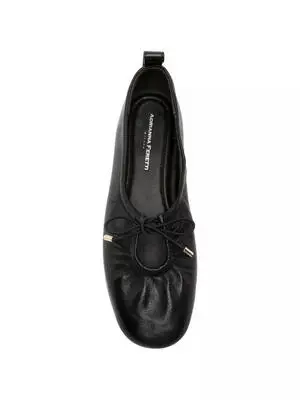 ADRIANNA FERETTI Bow-detail Leather Ballet Flats - Black