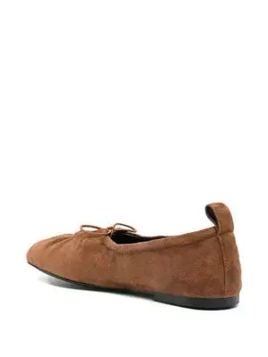 ADRIANNA FERETTI Suede Ballet Flats With Bow Detail