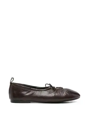 ADRIANNA FERETTI Gathered Ballet Flats With Bow Detailing