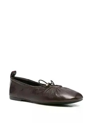 ADRIANNA FERETTI Gathered Ballet Flats With Bow Detailing