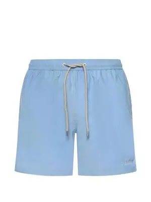 MC2 SAINT BARTH Logo-embroidered Drawstring Swim Shorts - Blue