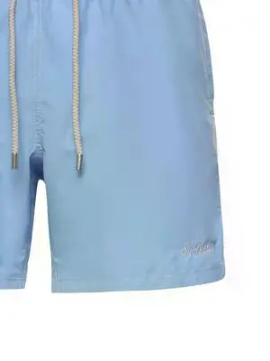 MC2 SAINT BARTH Logo-embroidered Drawstring Swim Shorts - Blue