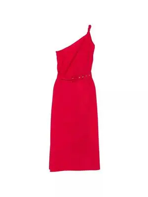TWINSET Belted One-shoulder Midi Dress