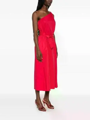 TWINSET Belted One-shoulder Midi Dress