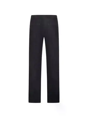 120% Lino Drawstring Linen Trousers - Black