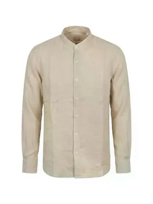 120% Lino Band-collar Linen Shirt