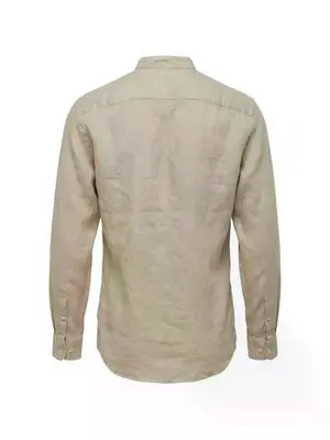 120% Lino Band-collar Linen Shirt