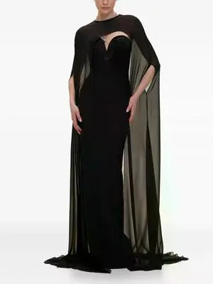 V:PM ATELIER Sindel Cape-overlay Maxi Dress