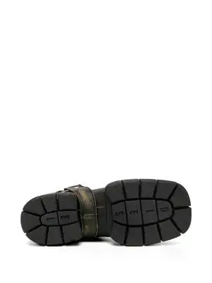 DIESEL® D-tex Leather Ankle Boots With Strap Detail - Black