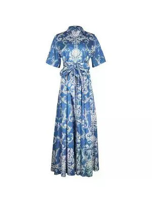 Borgo De Nor Posie Barocco-print Maxi Dress - Blue