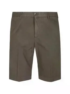 PT TORINO Button-fastening Pleated Cotton Shorts - Brown