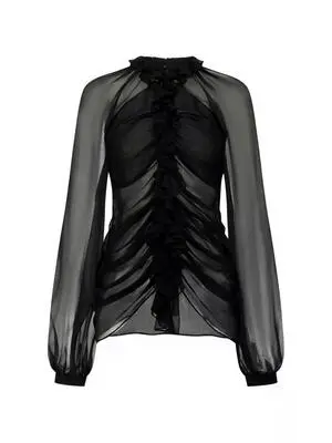 OUDE WAAG Ruffled Ruched-detail Blouse