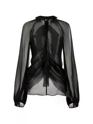 OUDE WAAG Ruffled Ruched-detail Blouse