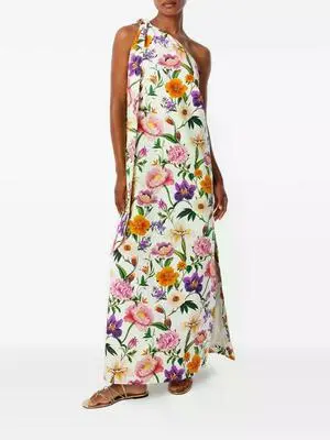 Borgo De Nor Lani Floral-print One-shoulder Maxi Dress - White