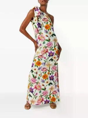 Borgo De Nor Lani Floral-print One-shoulder Maxi Dress - White