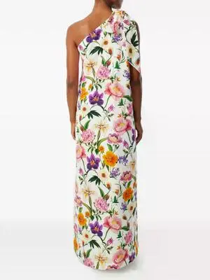 Borgo De Nor Lani Floral-print One-shoulder Maxi Dress - White