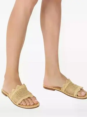 ODISSI Lucia Scalloped Raffia Ballet Flats