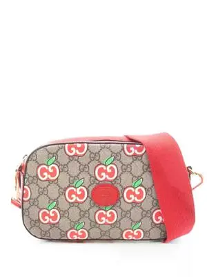 Gucci Gg Supreme Monogram Apple Shoulder Bag - Red