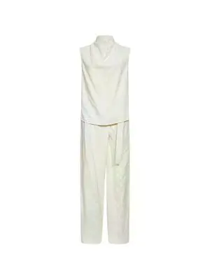 Brunello Cucinelli Sequin-embellished Pinstriped Jumpsuit - Neutrals