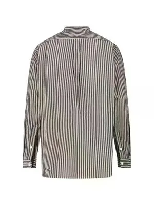KAPTAIN SUNSHINE Bumpy Striped Band-collar Shirt - Black