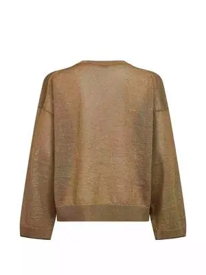 Brunello Cucinelli Sequin-embellished Ribbed-trim Sweater - Neutrals