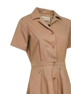BLANCA VITA Button-front Dress With Bowling Collar - Neutrals