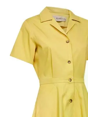 BLANCA VITA Button-up Shirt Dress With Bowling Collar - Yellow