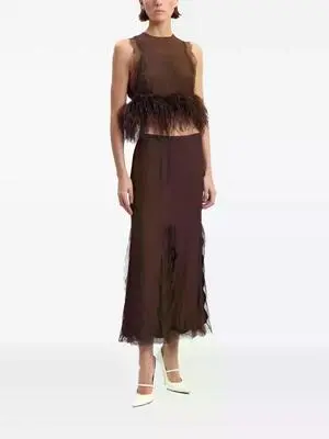 16Arlington Feather-trim Lace-detail Top