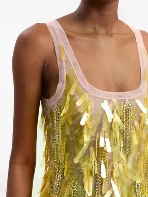 16Arlington Embroidered Tulle Tank Top - Gold