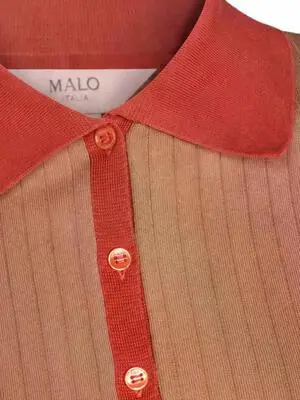 Malo Ribbed Knit Polo Top With Contrasting Trim