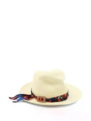 CUBA LAB Scarf-detail Raffia Sun Hat - Neutrals