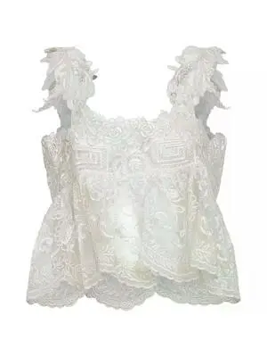 Maurizio Lace-embroidered Lace-up Top
