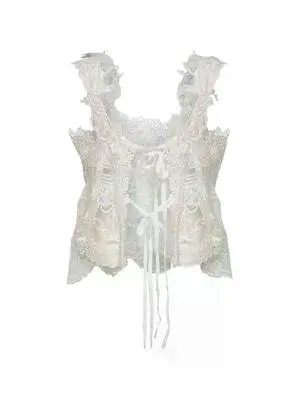 Maurizio Lace-embroidered Lace-up Top