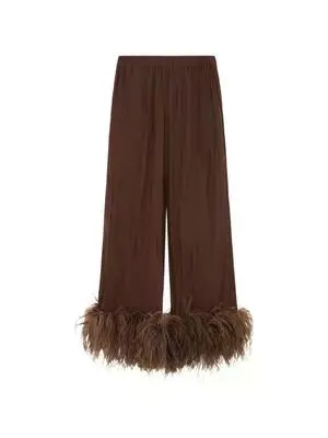 16Arlington Joelle Feather-trim Trousers - Brown