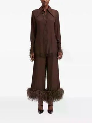 16Arlington Joelle Feather-trim Trousers